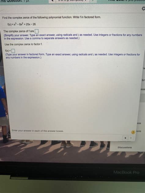 solved find the complex zeros of the following polynomial