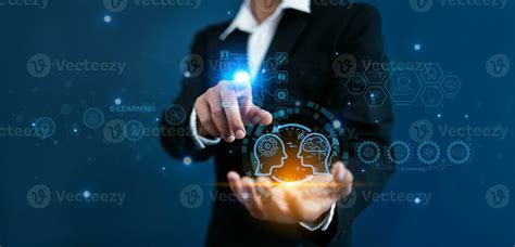 businessman use ai technology artificial intelligence to generate data