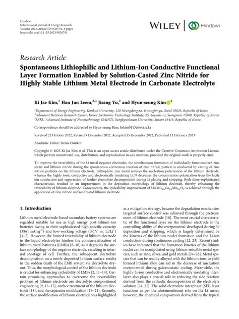 Pdf Spontaneous Lithiophilic And Lithium Ion Conductive Functional