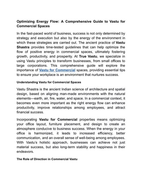ppt optimizing energy flow a comprehensive guide to vastu for