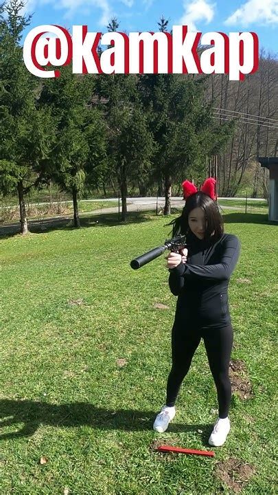 19yo Asian Girl Try Vz61 Scorpio With Suppressor Shorts Girl Gun