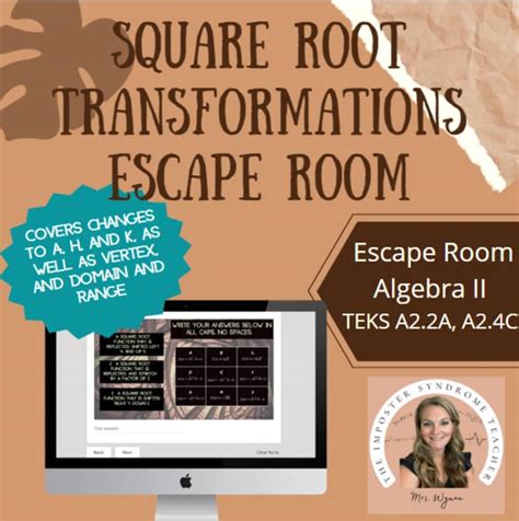 Square Root Transformations Digital Activity Escape Room Tpt