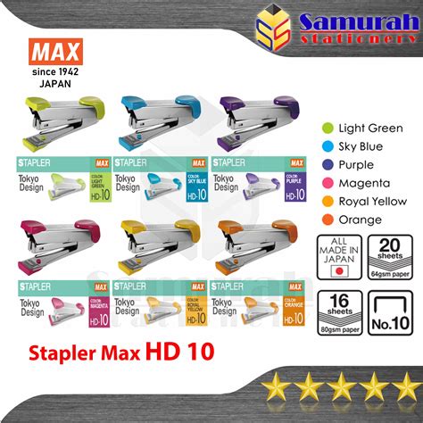 Stapler Max Hd 10 Mesin Staples Tangan Hd10 Alat Strapler Hecter Kertas Hd 10 Kecil Isi No