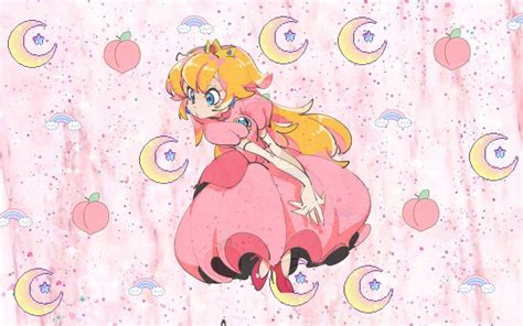 Nintendo Princess Peach Pink Aesthetic Desktop Wallpaper Peach