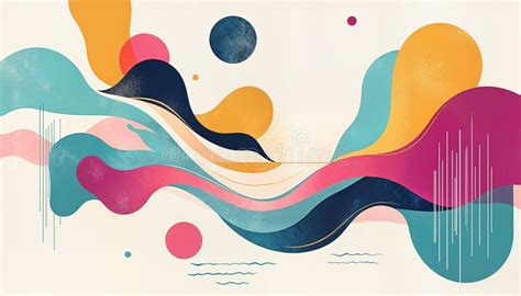 Vibrant Abstract Artwork With Dynamic Colorful Waves And Shapes Stock Illustration