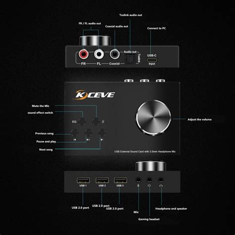 Kceve Kc U004 Usb External Sound Card With 3 5mm Headphone Mic Interface Plug And Play Free