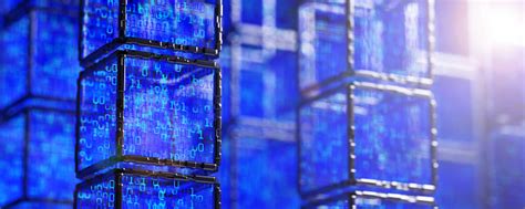 디지털 기술 배경 블록 체인 네트워크 데이터 스트림 이진 코드가 있는 큐브입니다 추상적인 기술 배경 추상적인 공간 배경입니다 컴퓨터 코드 3d 렌더링 블록체인에 대한 스톡