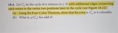 Solved 184 Let Cn′ Be The Cycle Of N Vertices N≥3 With