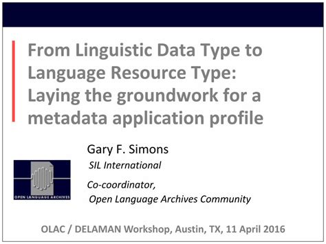 Pdf From Linguistic Data Type To Language Resource Type Simonsg