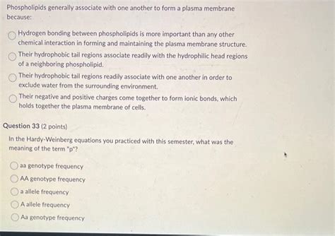 Solved Phospholipids Generally Associate With One Another To