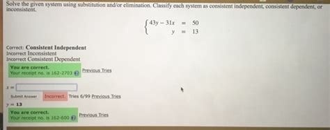 solved solve the given system using substitution and or