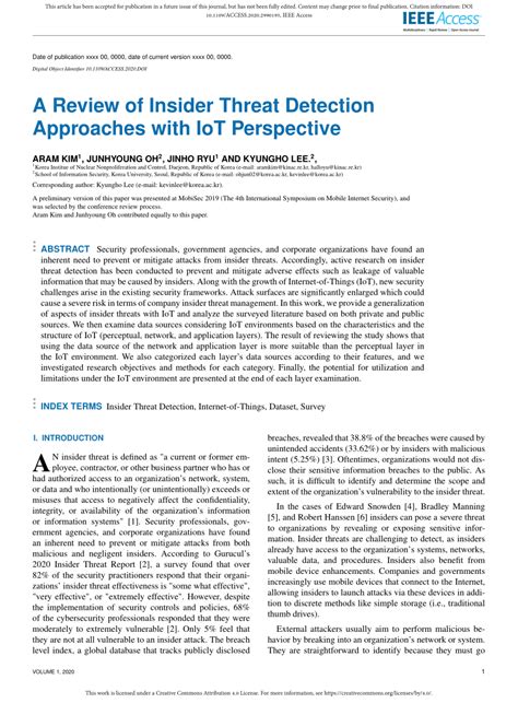 Pdf A Review Of Insider Threat Detection Approaches With Iot Perspective