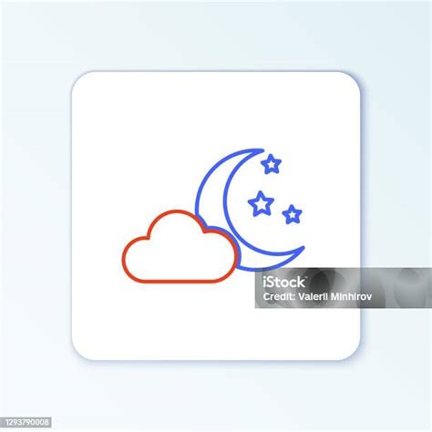 흰색 배경에 격리 된 달과 별 아이콘라인 구름 흐린 밤 표지판 수면은 상징을 꿈 야간 또는 취침 시간 표지판 다채로운 개요 개념 벡터 0명에 대한 스톡 벡터 아트 및 기타
