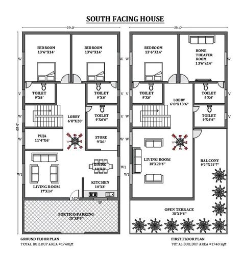 Vastu Shastra South Facing House Plan South Facing Building Plan