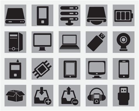 Computer Hardware Icons Vector Images Over