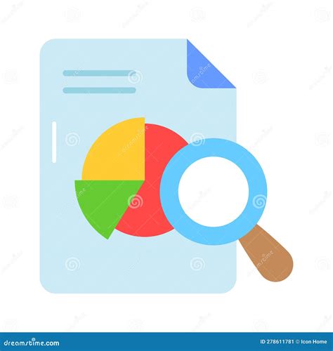 Pie Chart On Sheet With Magnifier Showing Vector Design Of Data