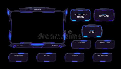 Space Stream Overlay Mmo Game Neon Ui Frame Set Stock Vector Illustration Of Border Button
