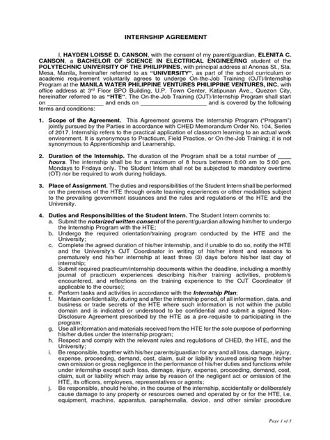 Internship Agreement Mwpv Pdf Legal Liability Common Law