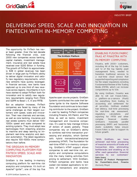delivering speed scale and innovation in fintech with in memory computing
