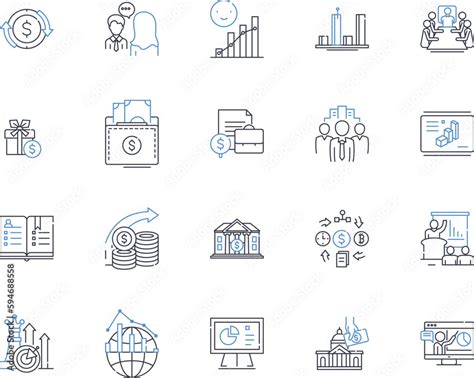 Financial Modeling And Simulation Line Icons Collection Forecasting