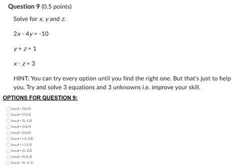 Solved Solve For X Y And Z X Y Y Z Xz HINT You Chegg
