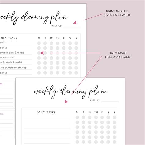 Printable Cleaning Bundle Cleaning Schedule Editable Cleaning Checklist Daily Weekly And Monthly