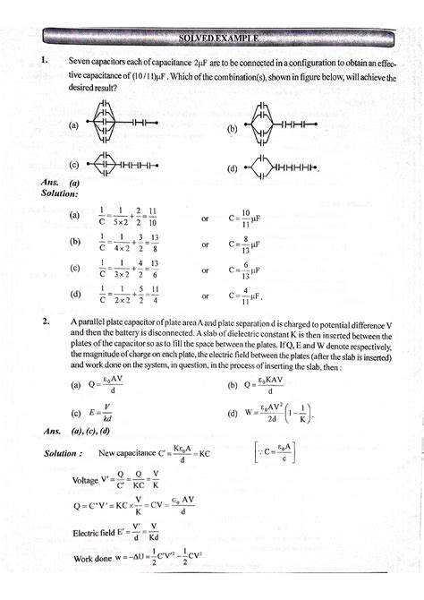 SOLUTION Capacitor Solved Practice Problems Studypool