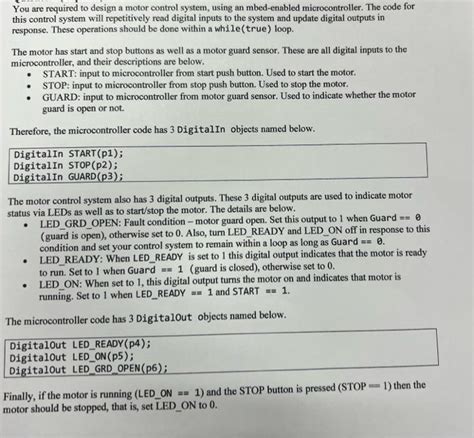 Solved You Are Required To Design A Motor Control System Chegg