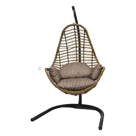 ბუდე საქანელა ნაცრისფერი ბალიშებით ნახევრად ღია