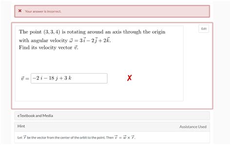 solved the point 3 3 4 is rotating around an axis through