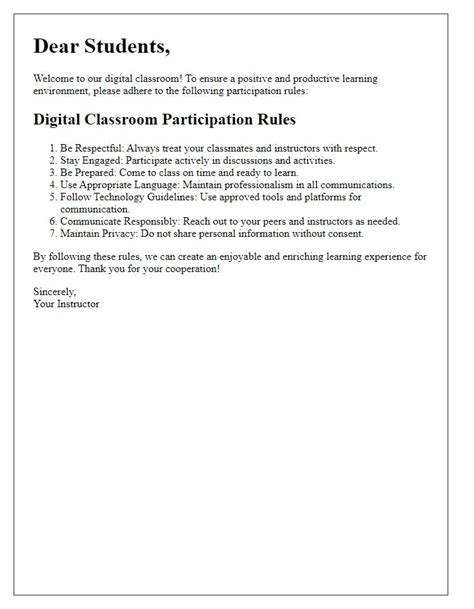 Letter Template For Online Classroom Etiquette Free Samples In Pdf