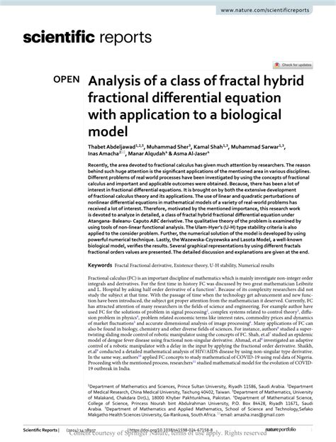 Pdf Analysis Of A Class Of Fractal Hybrid Fractional Differential Equation With Application To