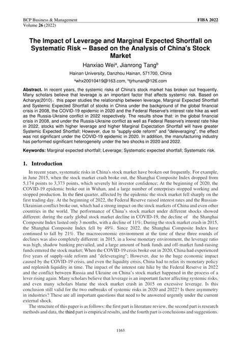 Pdf The Impact Of Leverage And Marginal Expected Shortfall On