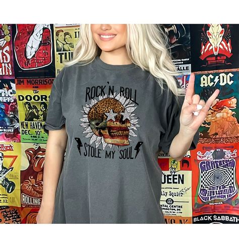 Retro Skull Rock N Roll Shirt Vintage Rock And Roll Tshirt Trendy