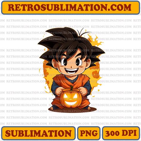 Mischievous Chibi Son Goku Pumpkin Lantern Png Digital Download