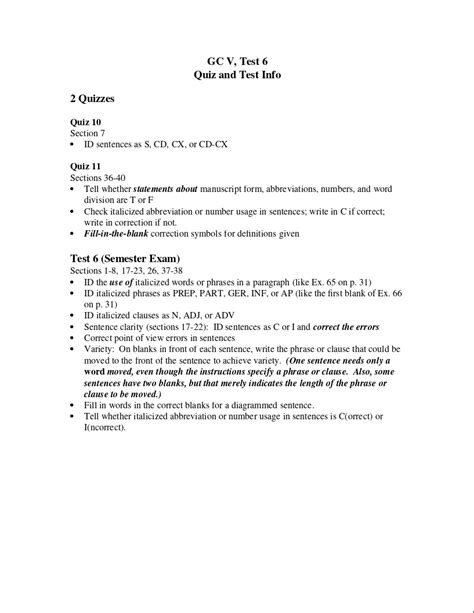 Review For Grammar And Composition Test 30 The Dock For Learning