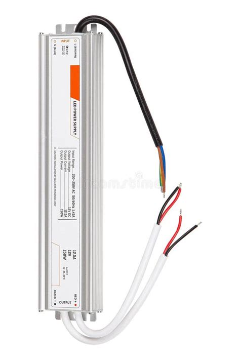 LED Driver Power Supply With Wires In Metal Housing Isolated On White Stock Image Image Of