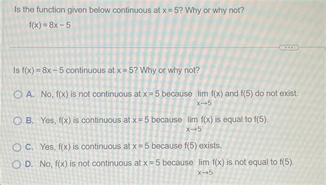solved is the function given below continuous at x 5 ﻿why