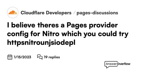 I Believe Theres A Pages Provider Config For Nitro Which You Could Try