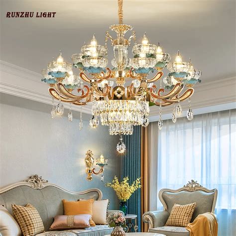 유럽식 크리스탈 샹들리에 거실 램프 다이닝 룸 램프 럭셔리 침실 램프 프랑스 빌라 럭셔리 크리스탈 램프 Aliexpress
