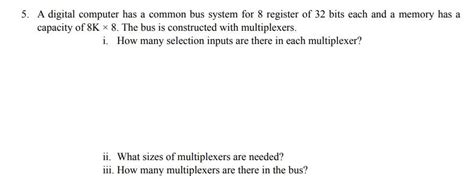 solved 5 a digital computer has a common bus system for 8