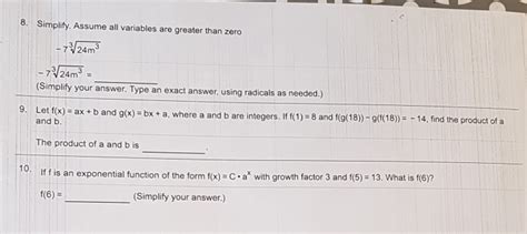 solved 8 simplify assume all variables are greater than