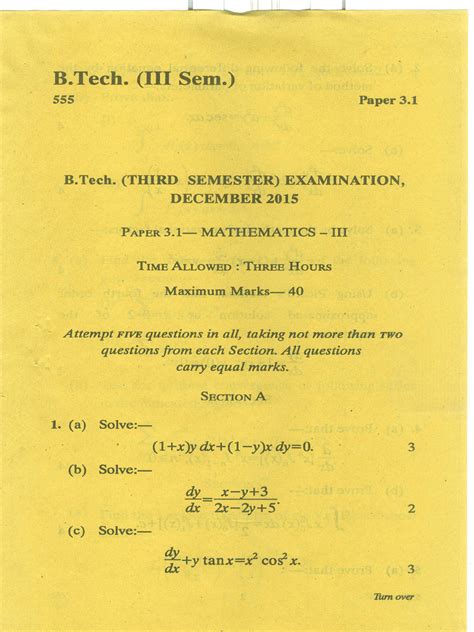 b tech 3rd sem 2015 mathematics iii pdf