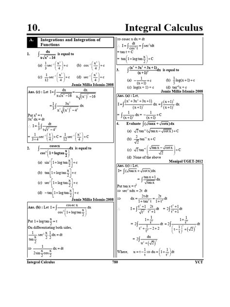 Yct Iit Jee Integral Calculus Pdf Mathematical Physics Differential Calculus
