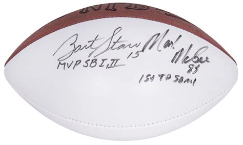 Bart Starr And Max Mcgee Dual Signed White Panel Football With Super Bowl I Inscriptions