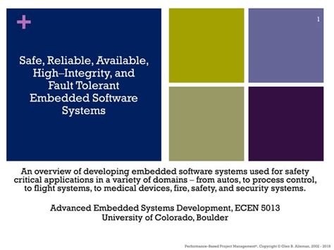 safe reliable available high‒integrity and fault tolerant embedded