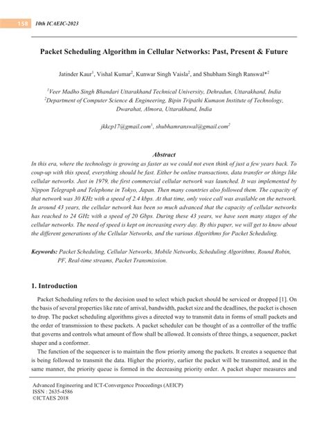 Pdf Packet Scheduling Algorithm In Cellular Networks Past Present