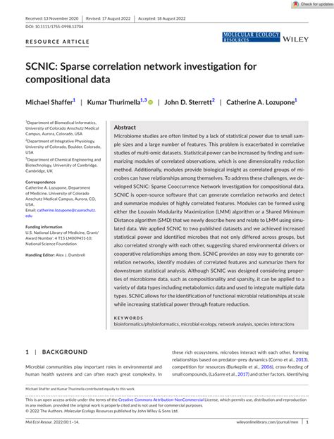 Pdf Scnic Sparse Correlation Network Investigation For Compositional