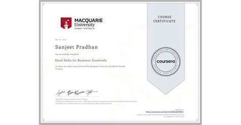 Sanjeet Kumar Pradhan On Linkedin Completion Certificate For Excel Skills For Business Essentials