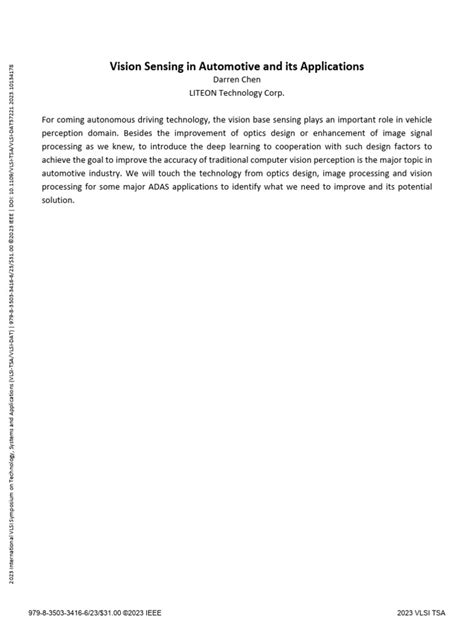 Vision Sensing In Automotive And Its Applications Pdf Cognitive Science